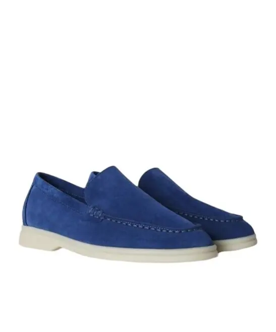 Loro Piana Summer Walk Round-headed Loafers - Deep Sky Blue