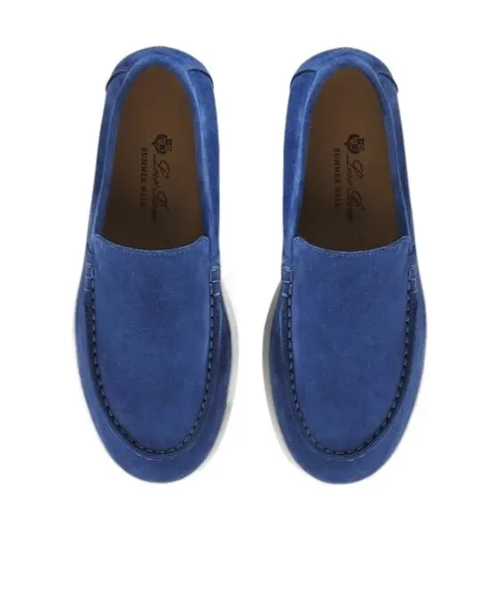 Loro Piana Summer Walk Round-headed Loafers - Deep Sky Blue