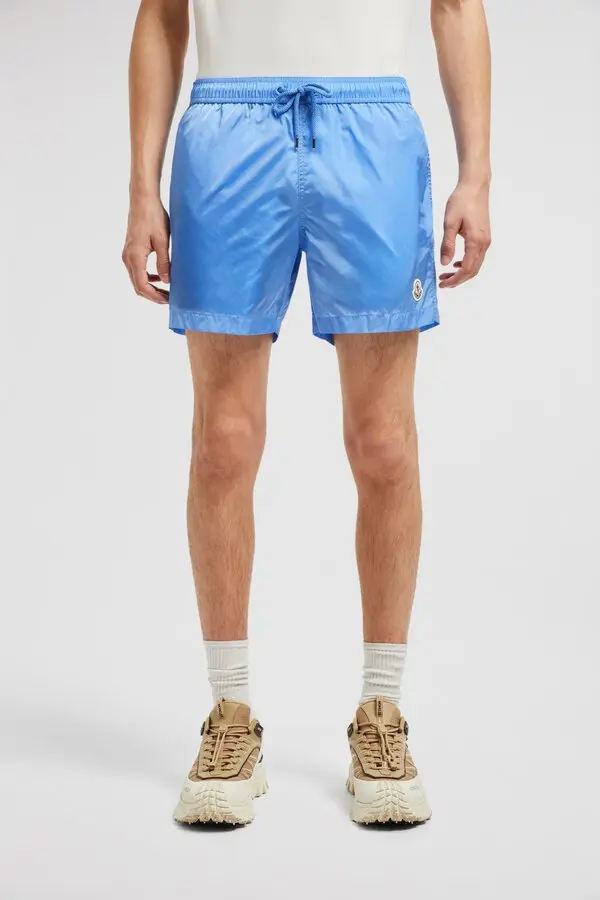Moncler Logo Patch Drawstring Swim Shorts