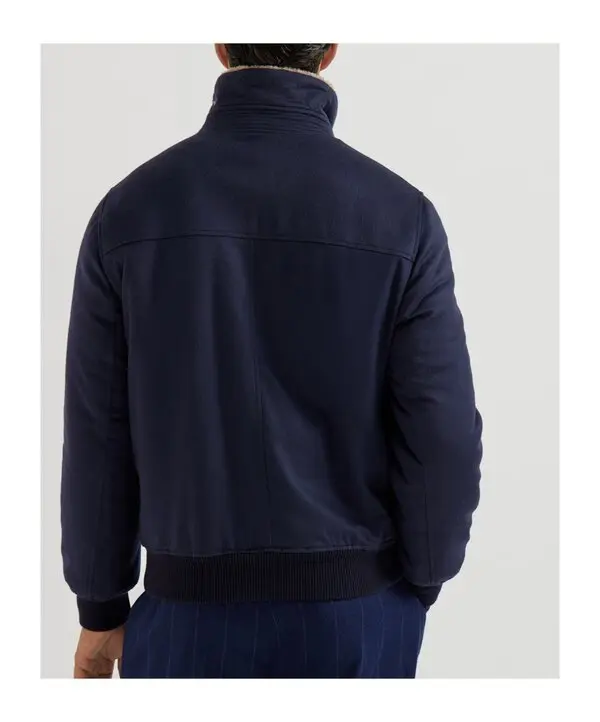 Brunello Cucinelli Long-sleeved High-neck Jacket - Navy Blue