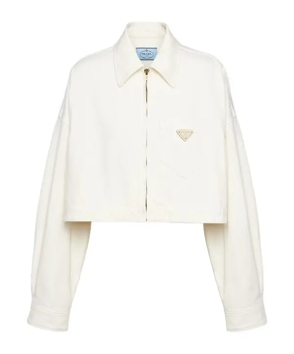 Prada Zipped Cropped Denim Jacket