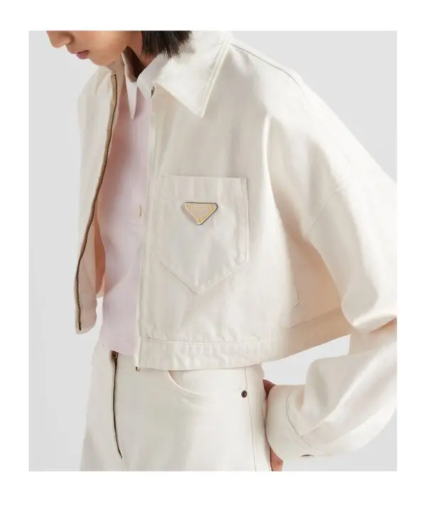 Prada Zipped Cropped Denim Jacket