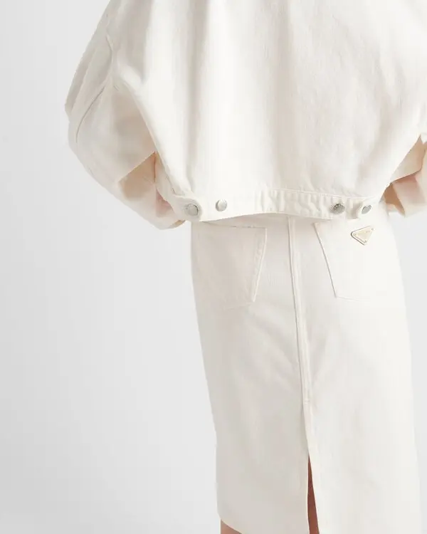 Prada Zipped Cropped Denim Jacket