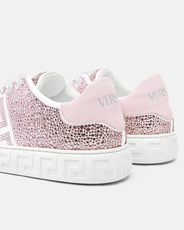 Versace Embellished Lace-up Sneakers