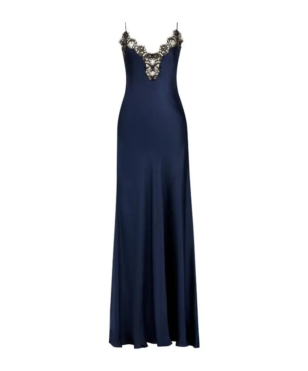 Saint Laurent Silk Satin Lace Slip Dress