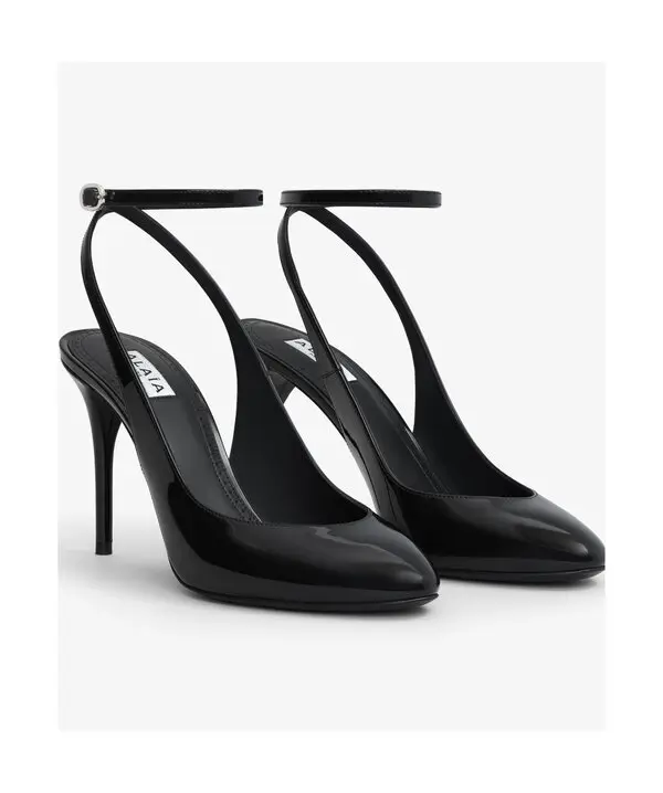 Alaïa Patent Leather Slingback Pumps With Crossed Ankle Straps