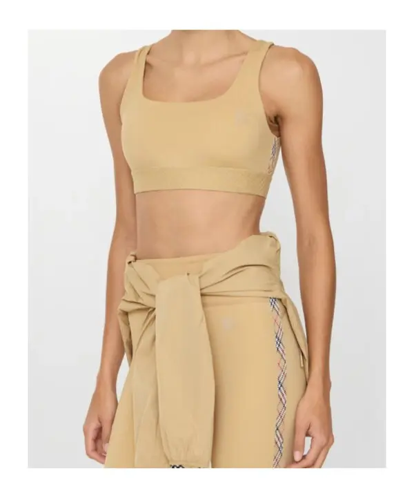 Burberry Stretch Nylon Bra Top With Check Trim