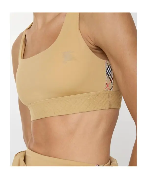 Burberry Stretch Nylon Bra Top With Check Trim