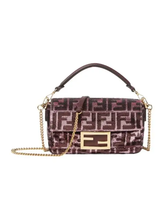 Fendi Baguette Mini Ff Sequin Bag - Pink