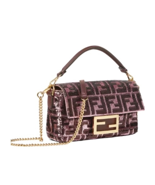 Fendi Baguette Mini Ff Sequin Bag - Pink