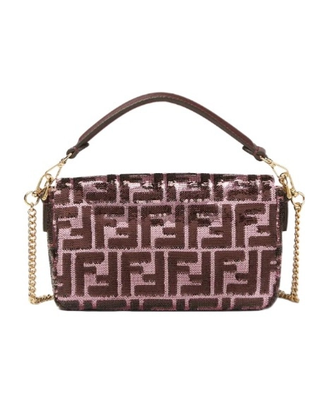 Fendi Baguette Mini Ff Sequin Bag - Pink