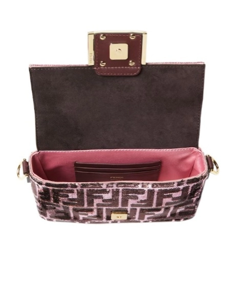 Fendi Baguette Mini Ff Sequin Bag - Pink