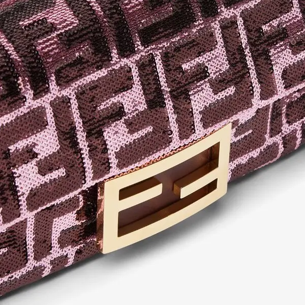 Fendi Baguette Mini Ff Sequin Bag - Pink