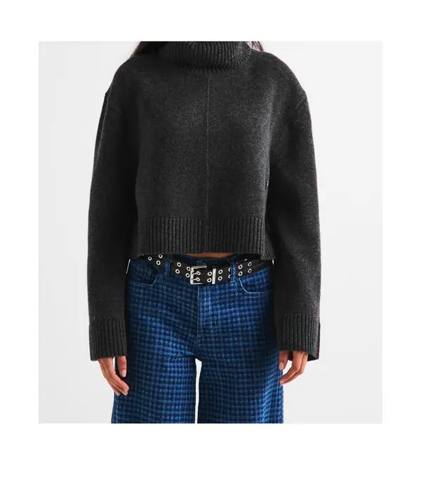 GANNI Slim-fit High-neck Knit Sweater - Black