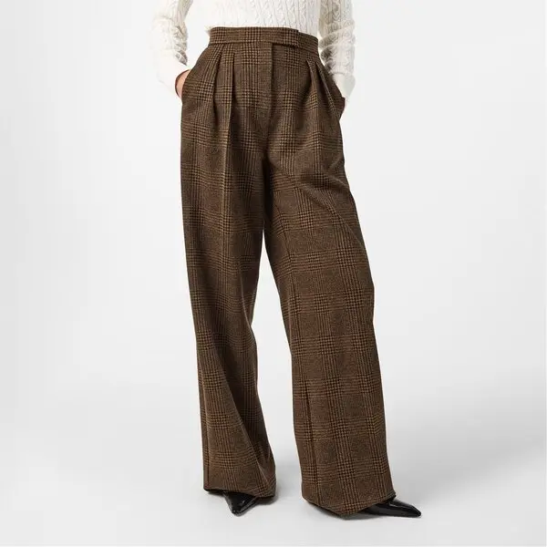Max Mara Checked Wide-leg Trousers