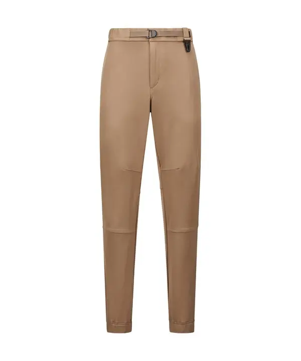 Moncler Twill Trousers With Elasticated Waistband And Buckle Detail