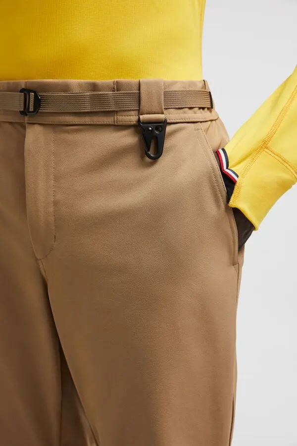 Moncler Twill Trousers With Elasticated Waistband And Buckle Detail