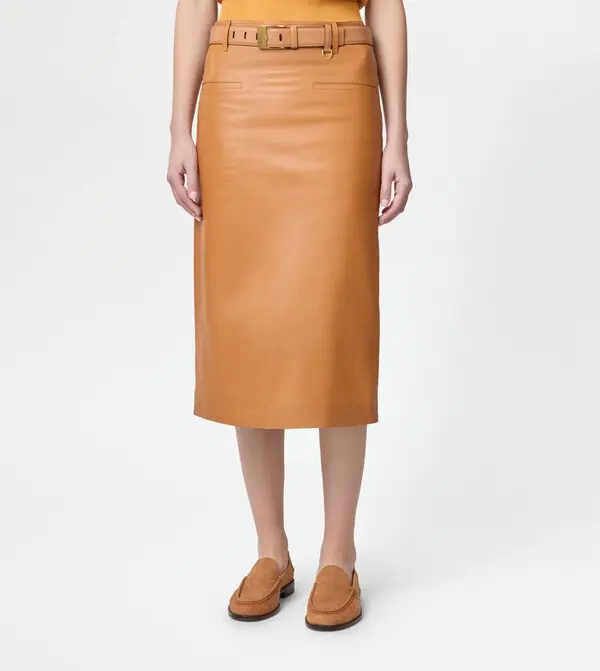 TOD'S Leather Midi Skirt