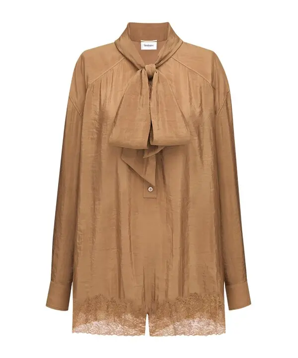 Saint Laurent Lavallière Oversized Top - Brown