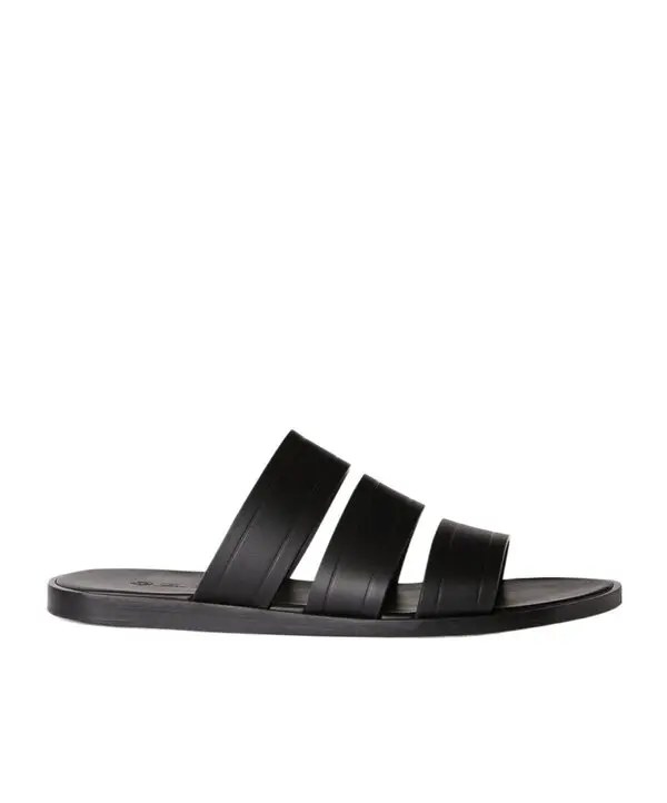 Loro Piana Naha Leather Slides - Black