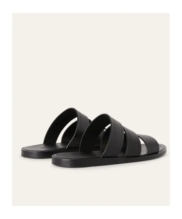 Loro Piana Naha Leather Slides - Black