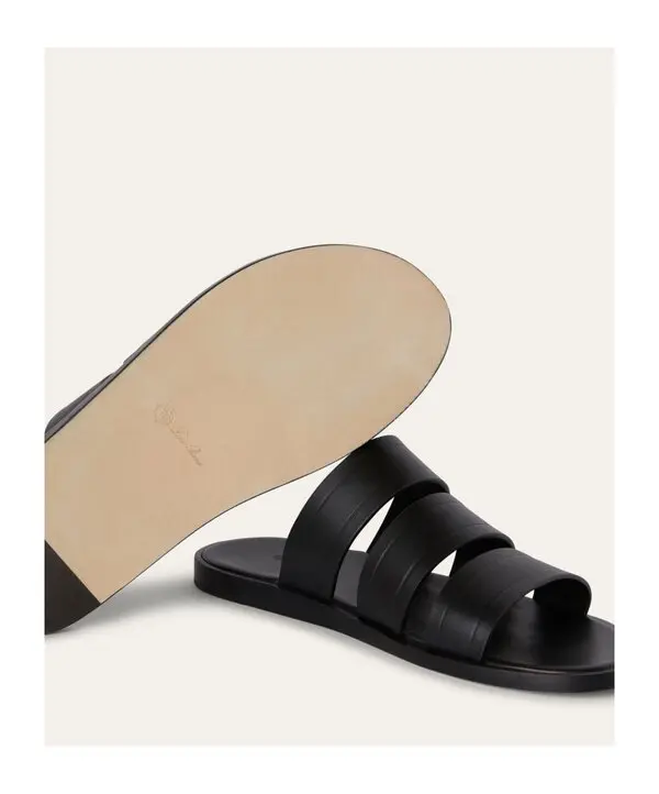 Loro Piana Naha Leather Slides - Black