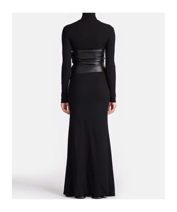 Nanushka Draped Panel Roll Neck Maxi Dress - Black