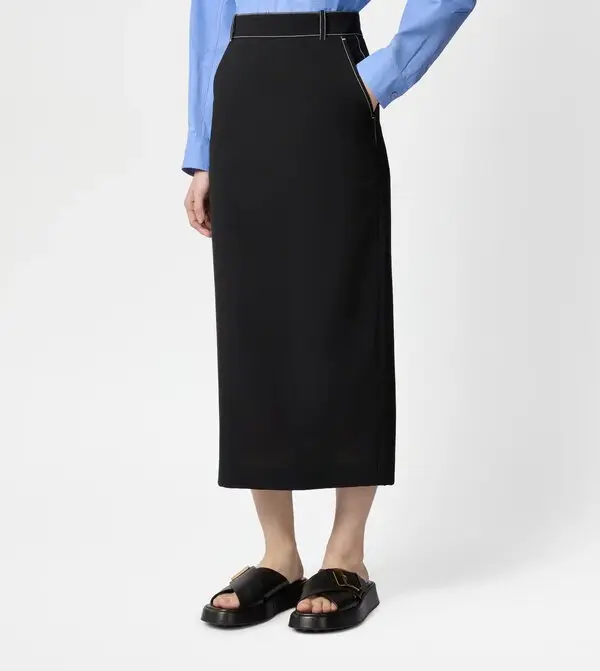 TOD'S Belt Loop Midi Skirt With Slanted Pocket