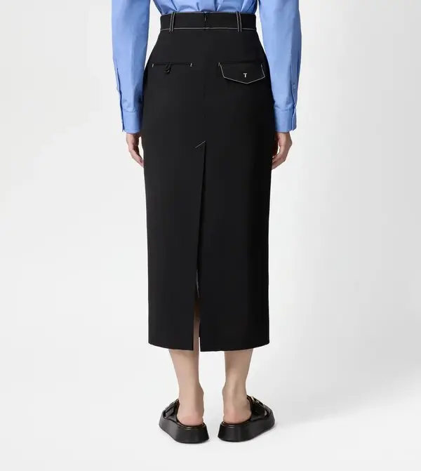 TOD'S Belt Loop Midi Skirt With Slanted Pocket