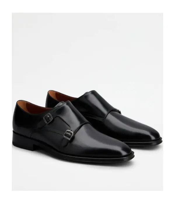 TOD'S Double Strap Leather Monk Shoes