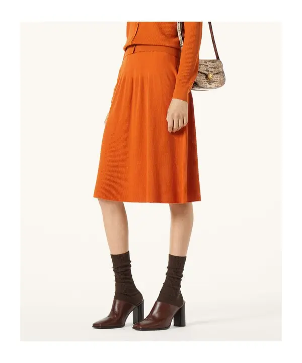 Loro Piana Ribbed Knit Midi Skirt
