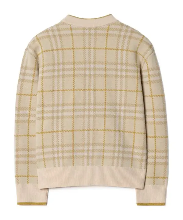 Burberry Metallic Check Wool Blend Cardigan