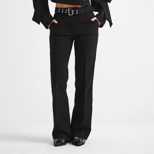 GANNI Pin Buckle Belt Casual Pants