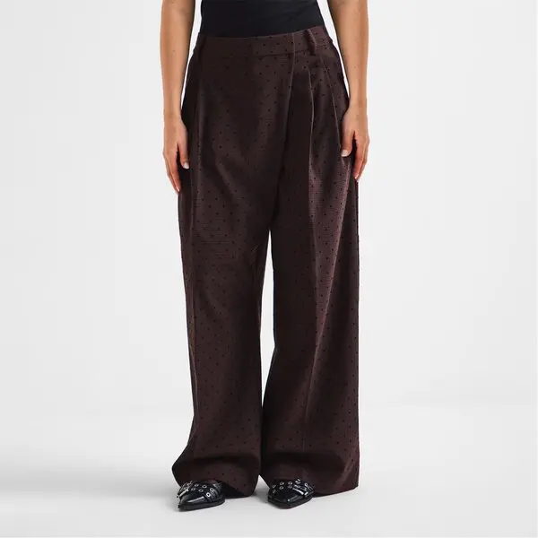 GANNI Wide Leg Polka Dot Trousers