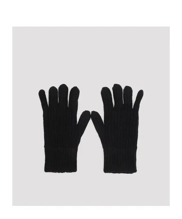 Prada Triangle Logo Ribbed Gloves