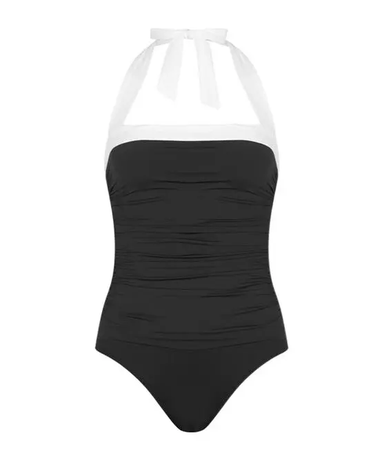 Ralph Lauren Shirred Halterneck Swimsuit - Nude