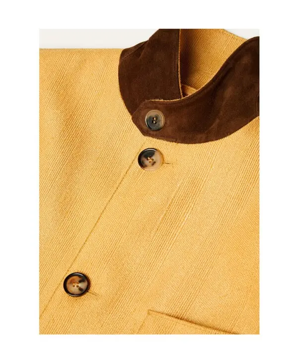 Loro Piana Long-sleeved Casual Jacket With Stand Collar And Suede Trim