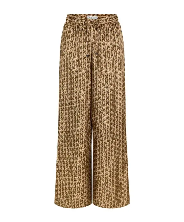 Max Mara Wide Leg Graphic Print Pants - Brown