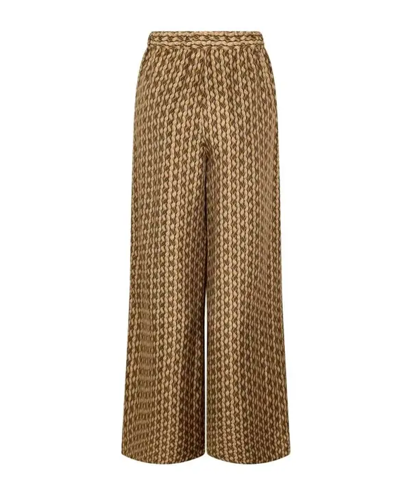 Max Mara Wide Leg Graphic Print Pants - Brown