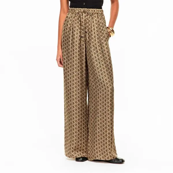 Max Mara Wide Leg Graphic Print Pants - Brown