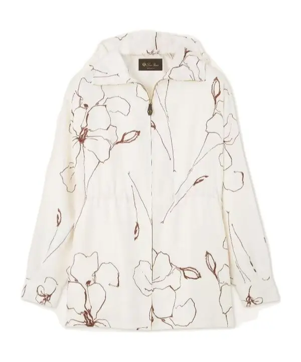Loro Piana La Linea Del Fiore Di Lino" Printed Casual Jacket - White