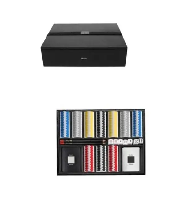 Prada Saffiano Leather Poker Set With Logo Detailing - Black
