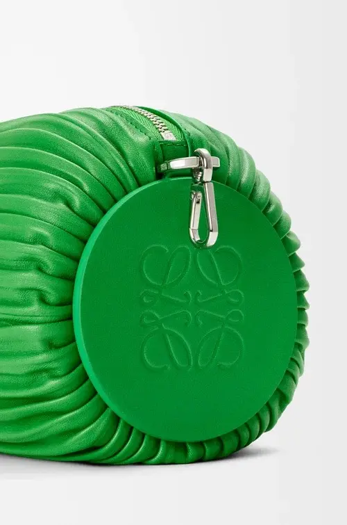 Loewe Bracelet Pouch In Pleated Nappa Lambskin - Clover Green