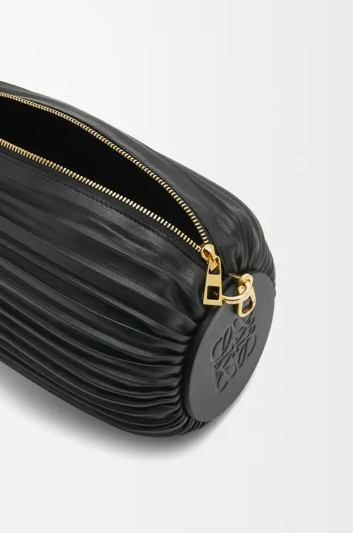 Loewe Bracelet Pouch In Pleated Nappa Lambskin - Black