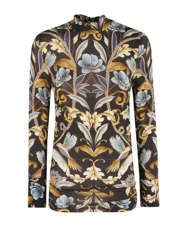 Farm Rio Snake Garden Blouse - Black