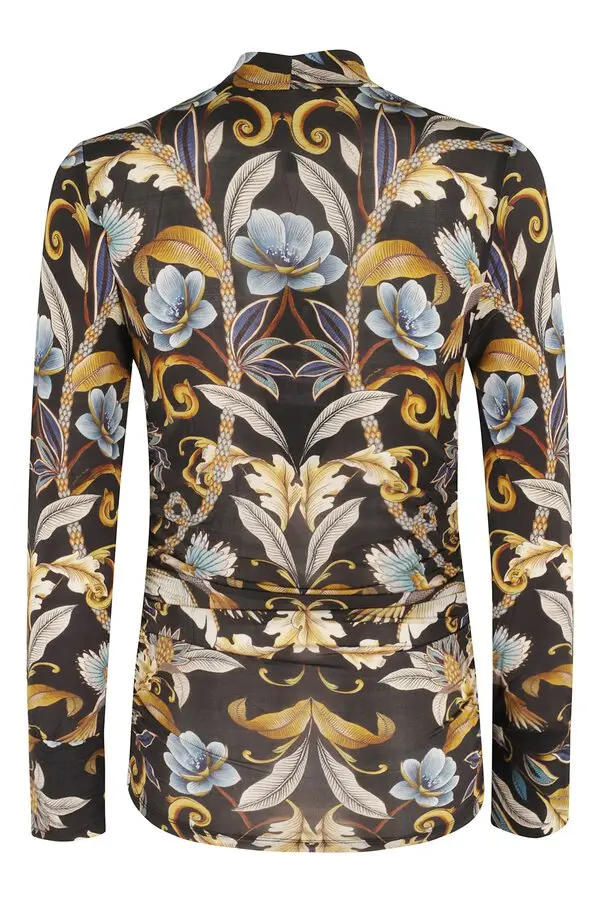 Farm Rio Snake Garden Blouse - Black