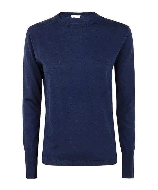 Aspesi Wool Sweater With Round Neck And Ribbed Details - Blue