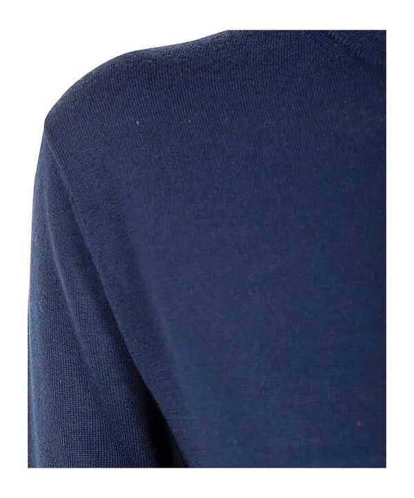 Aspesi Wool Sweater With Round Neck And Ribbed Details - Blue