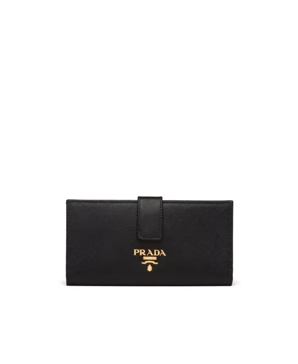 Prada Large Saffiano Leather Wallet - Black