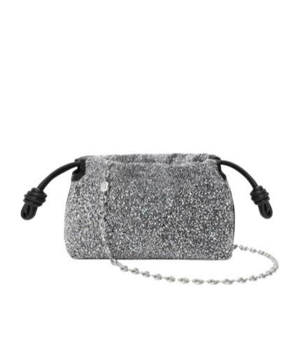 Loewe Mini Flamenco Purse In Beads And Nappa Lambskin - Black/silver